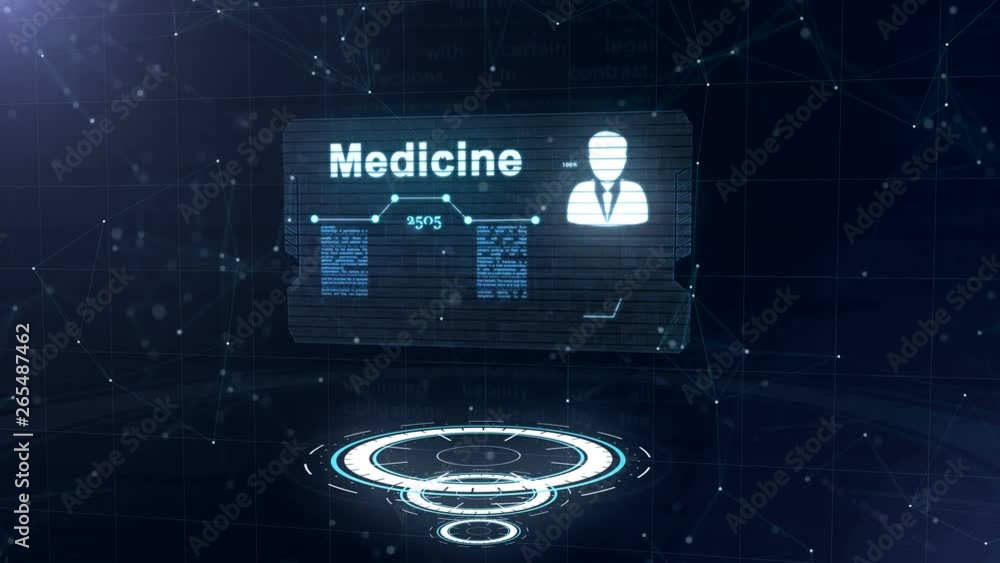 Abstract medical card with head shot and sign of heart rate, pressure ...