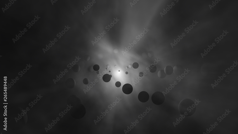 Planets and the sun in cosmic fog. 3D illustration Stock Illustration ...