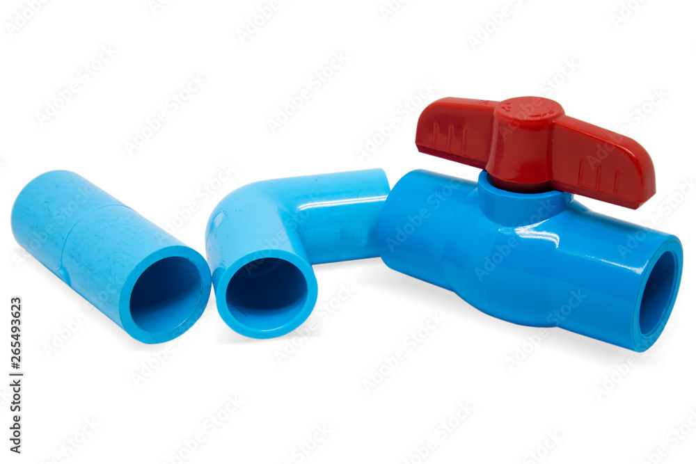 Group of PVC blue pipe isolated white background. Stock Photo | Adobe Stock