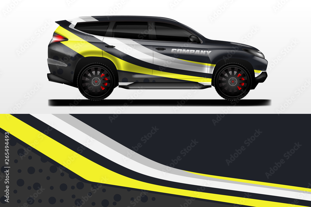 Car decal design vector. Graphic abstract stripe racing background kit ...