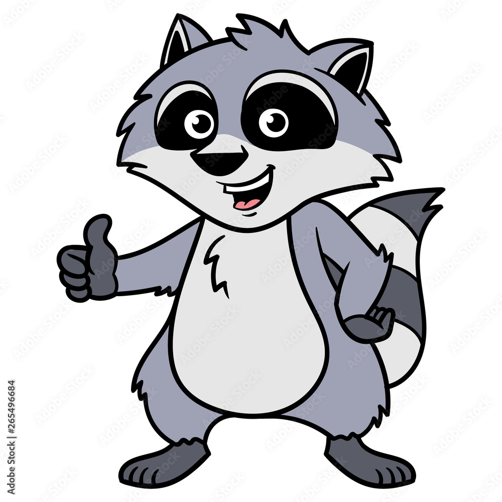 Cartoon Raccoon Character Giving Thumbs Up Stock Vector | Adobe Stock