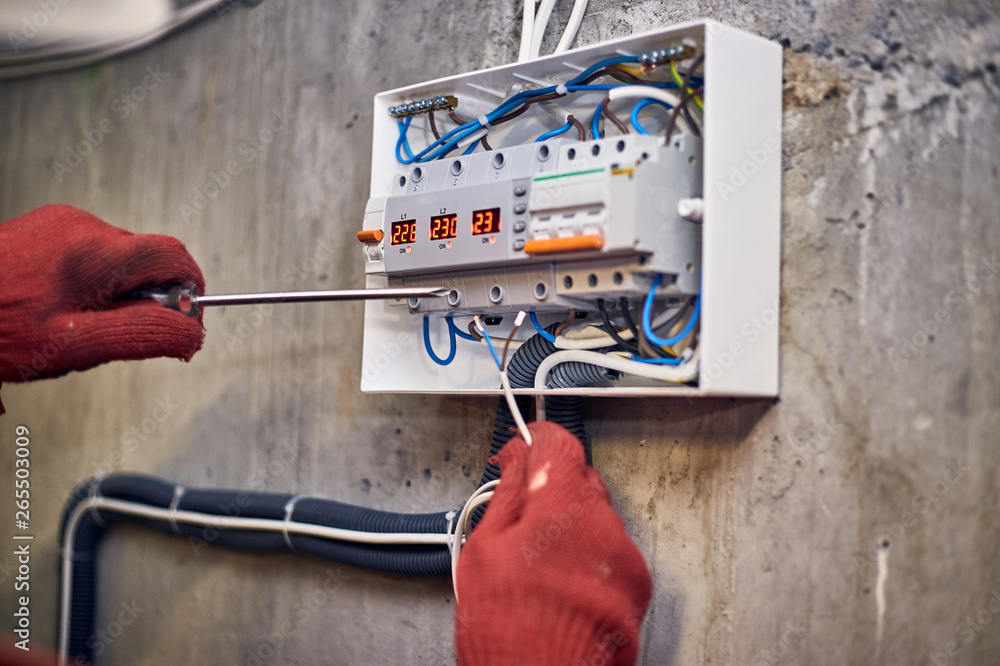 Connection of the power supply system of electricity Stock Photo ...