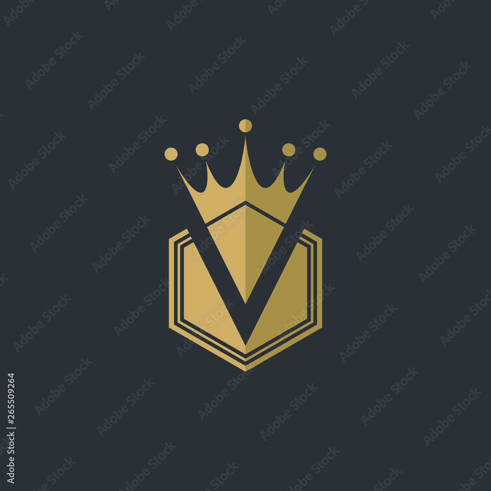 V Royal Crown Logo - Vector logo template Stock Vector | Adobe Stock