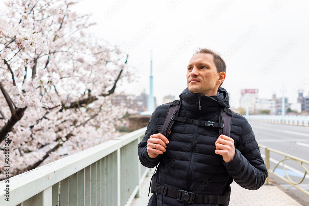 Tokyo, Japan Sumida Asakusa district area cityscape skyline on bridge ...