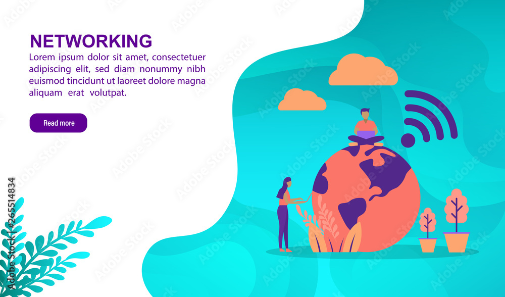 Networking illustration concept with character. Template for, banner ...