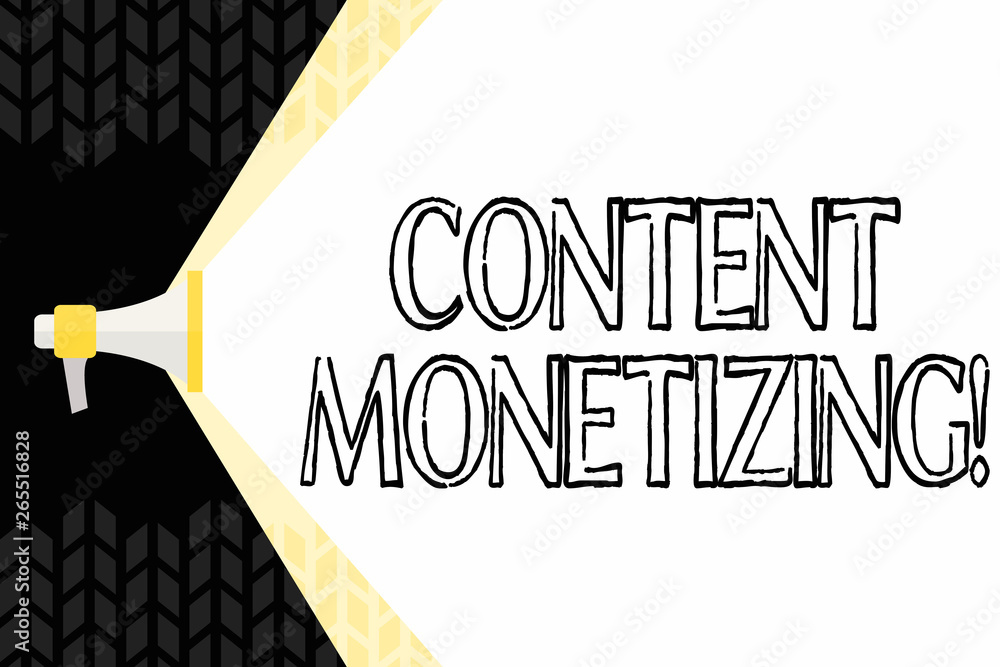 Text sign showing Content Monetizing. Business photo showcasing making ...