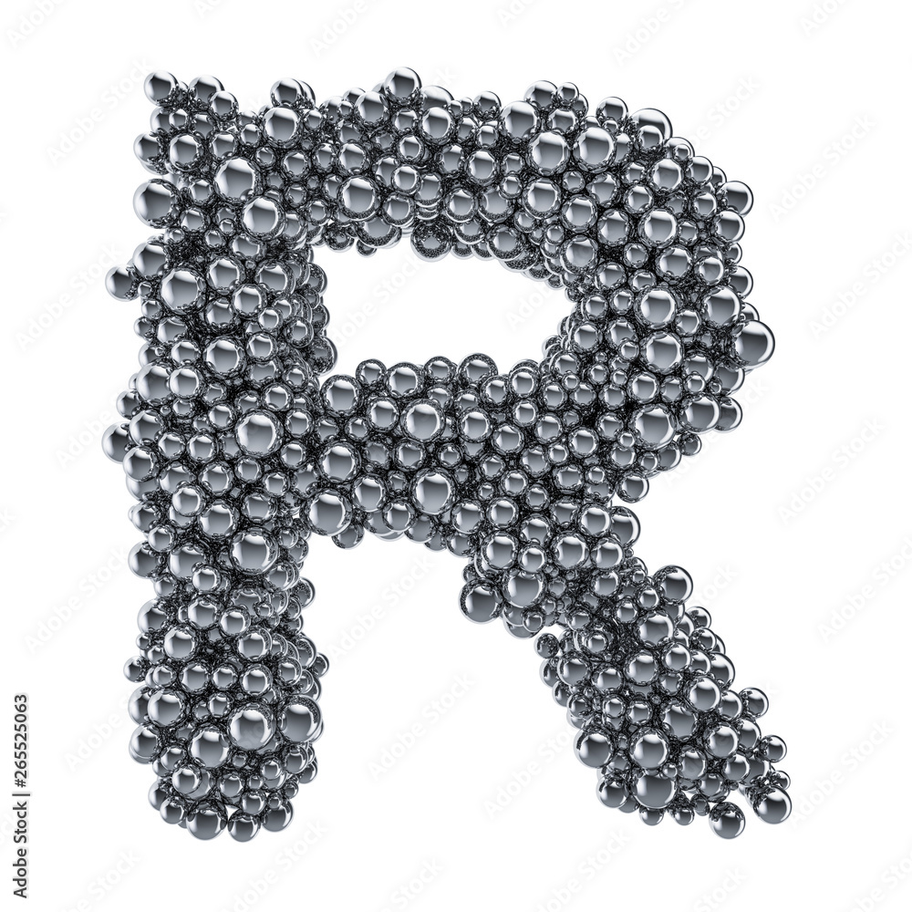 Metallic letter R from metal balls, 3D rendering Stock Illustration ...
