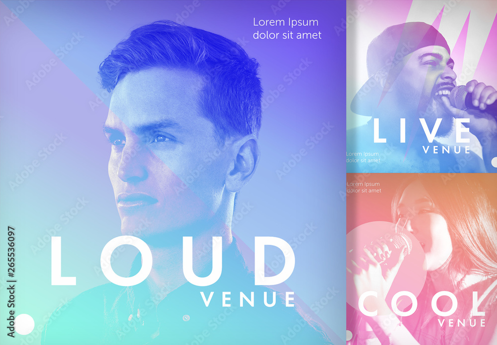 3 Social Media Posts with Pastel Gradient Background elements Stock ...