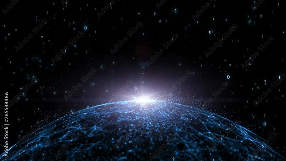 Artistic 3d rotating sphere with computer binary numbers motion ...