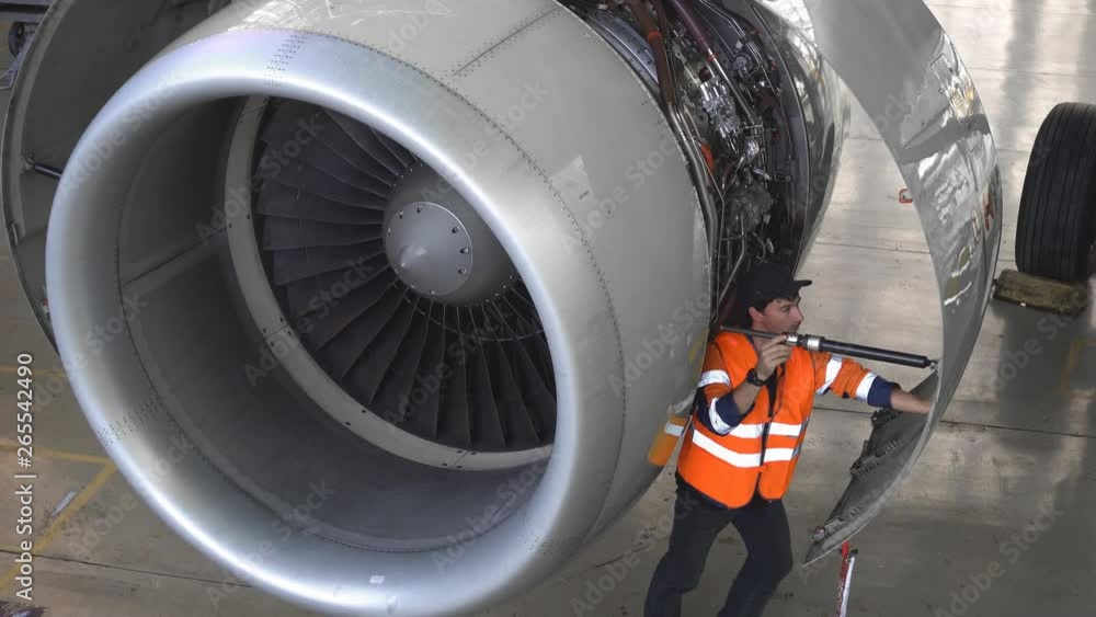 Maintenance of aircraft. Repair of the tail of the aircraft. The ...