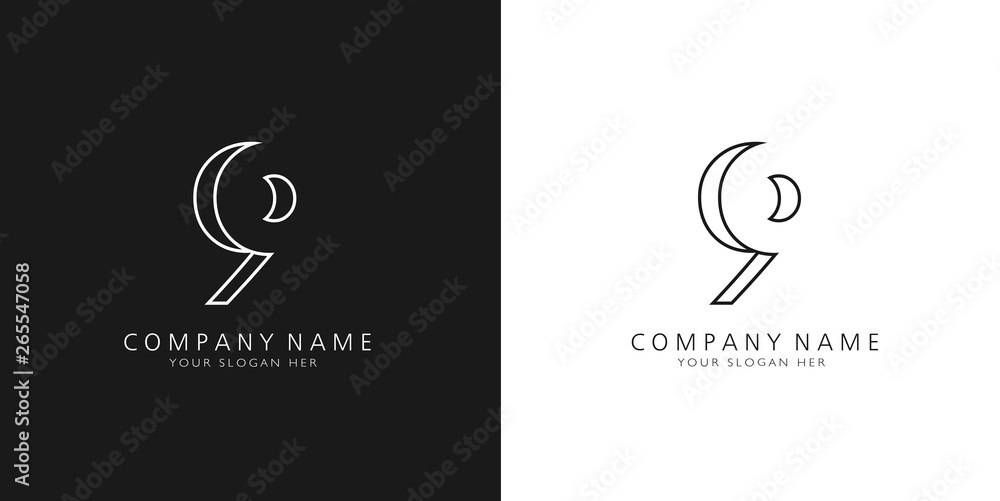 9 logo numbers modern black and white design Stock Vector | Adobe Stock