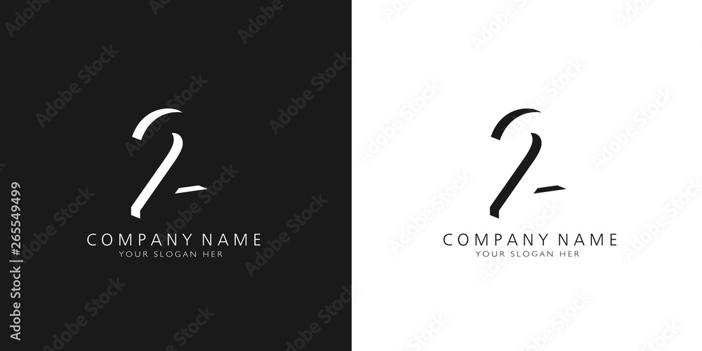 2 logo numbers modern black and white design Stock Vector | Adobe Stock