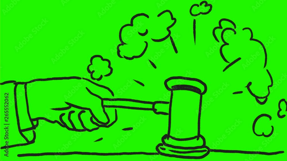 2d Animation motion graphics drawing of a judge or auctioneer hand ...