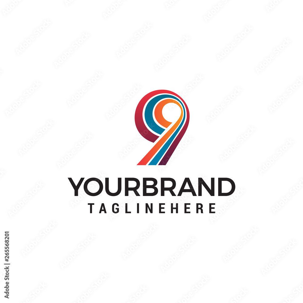 number 9 logo design concept template vector Stock Vector | Adobe Stock