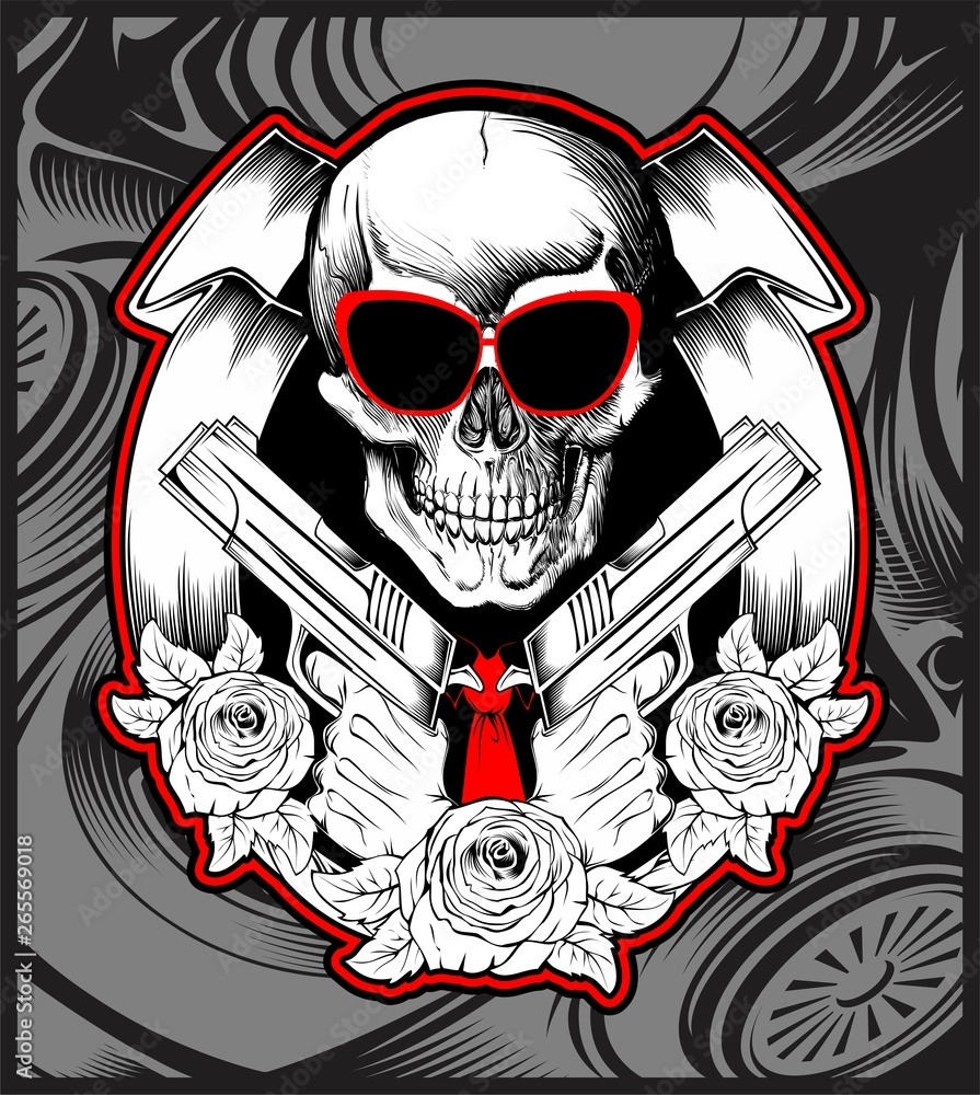Skull And Guns Vector