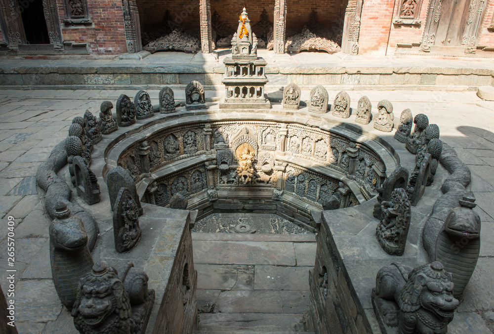 The holy carved sunken water tank (named Tusha Hiti) in royal palace of ...