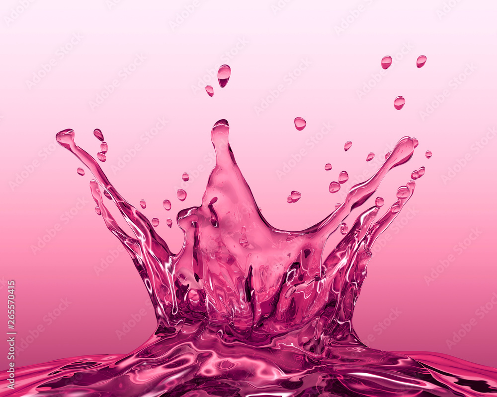 Water. Water splash isolated on. Pink color. 3D rendering. Stock ...