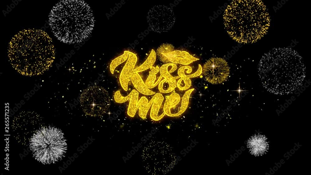Kiss Me Lips Golden Greeting Text Appearance Blinking Particles with ...