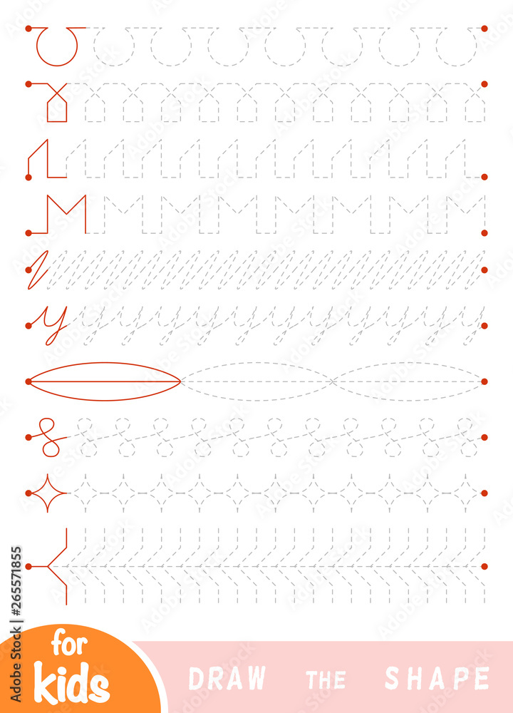 Draw the shapes, education game for children. Set of ornaments for ...