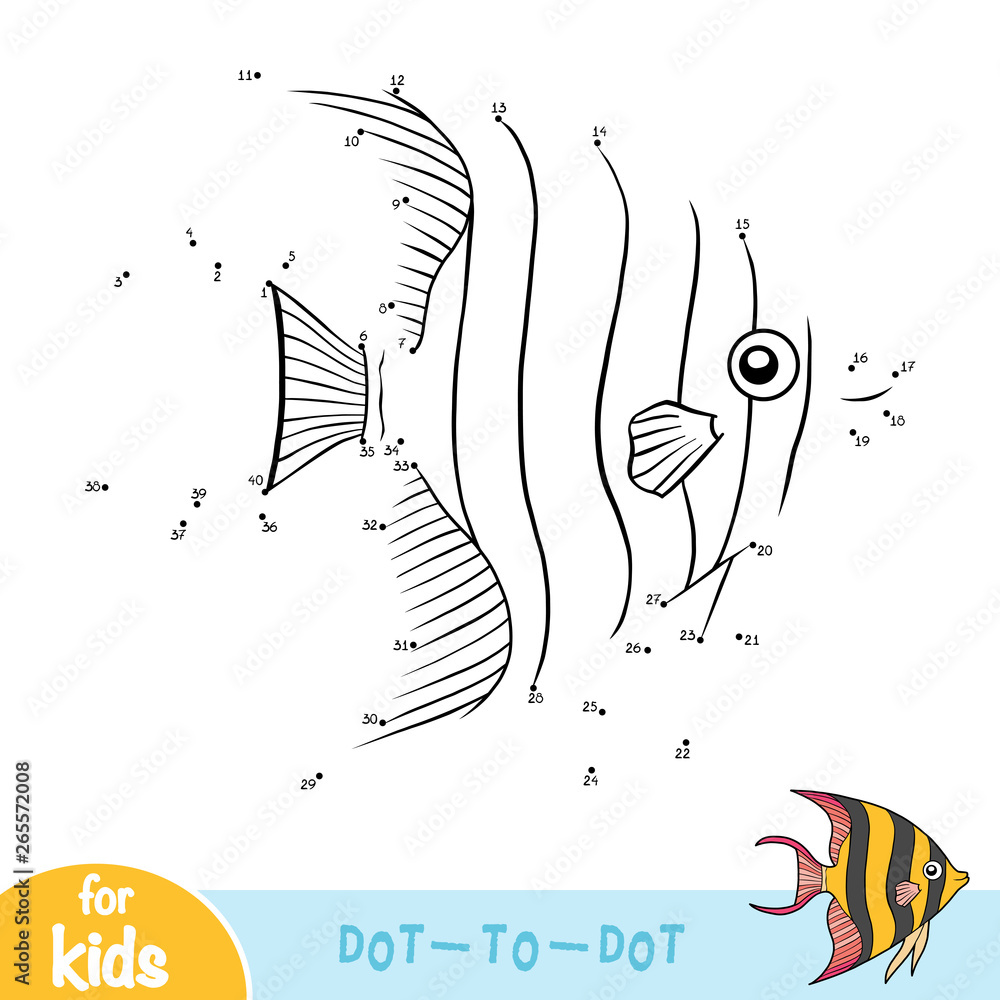Numbers game, education dot to dot game, Angelfish Stock Vector | Adobe ...