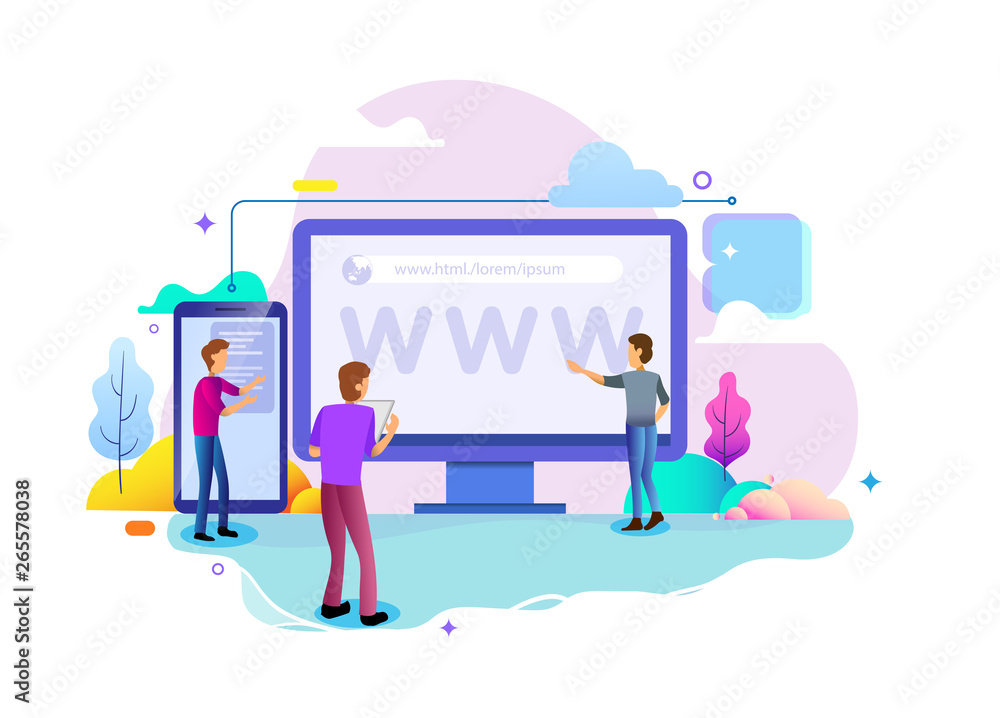 Web design homepage concept of desktop Illustration. business strategy ...