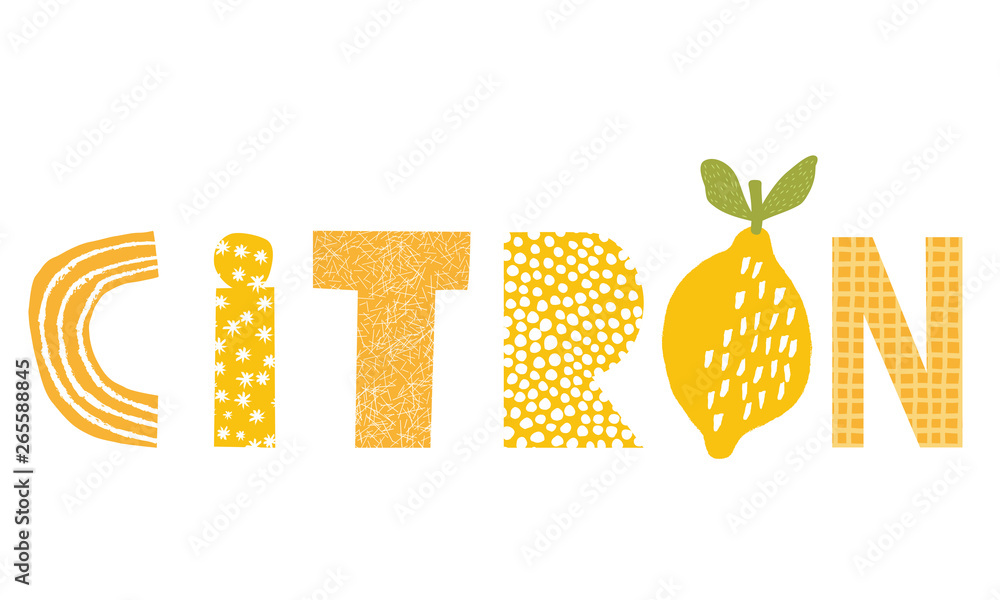 Citron Collage avec illustration et texture Stock Vector | Adobe Stock