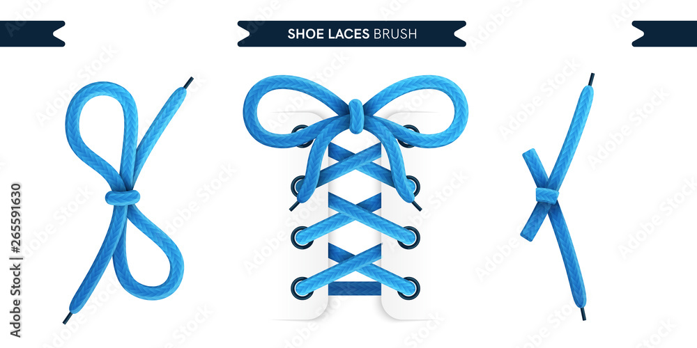 Shoe laces brush set isolated on a white background. Blue color ...