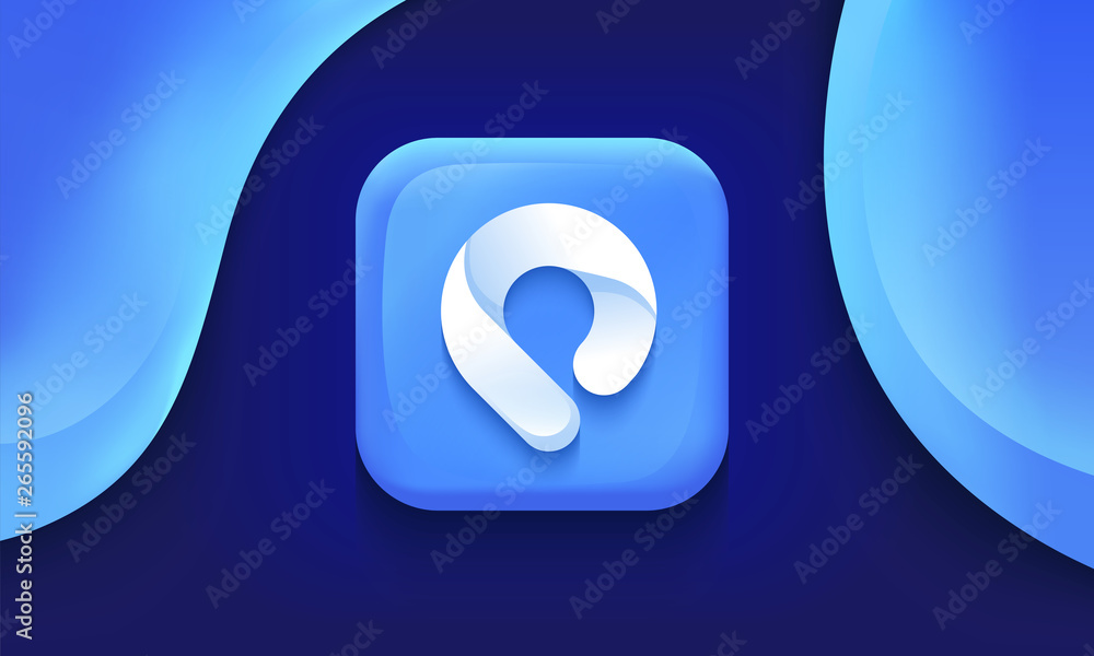 App icon. Map pin, GPS, location pointer sign. Square shape. Mobile UX ...