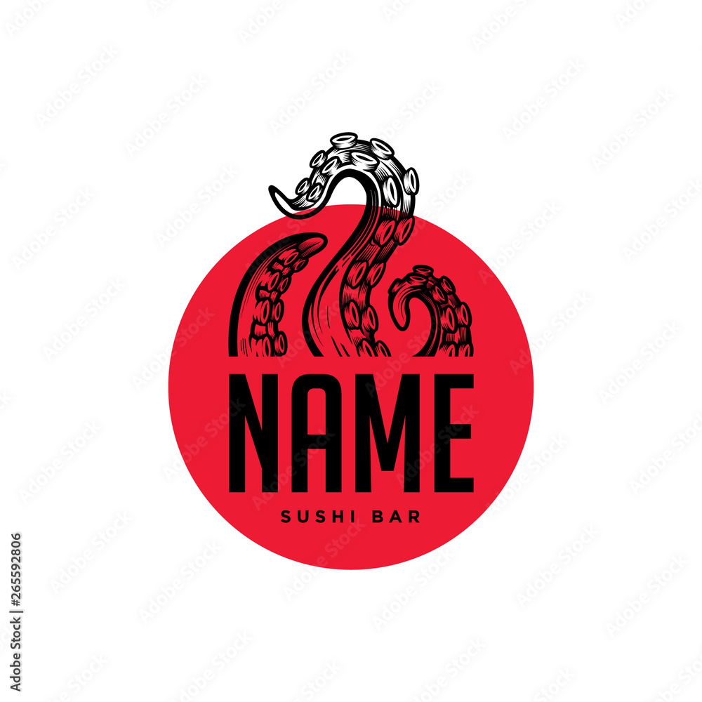 Octopus tentacles logo concept. Hand drawn vector illustration of an ...