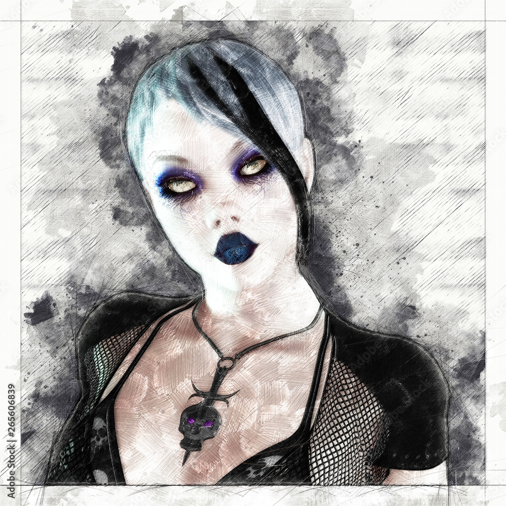 Digital artistic Sketch, based on a self-created 3D Illustration of a ...