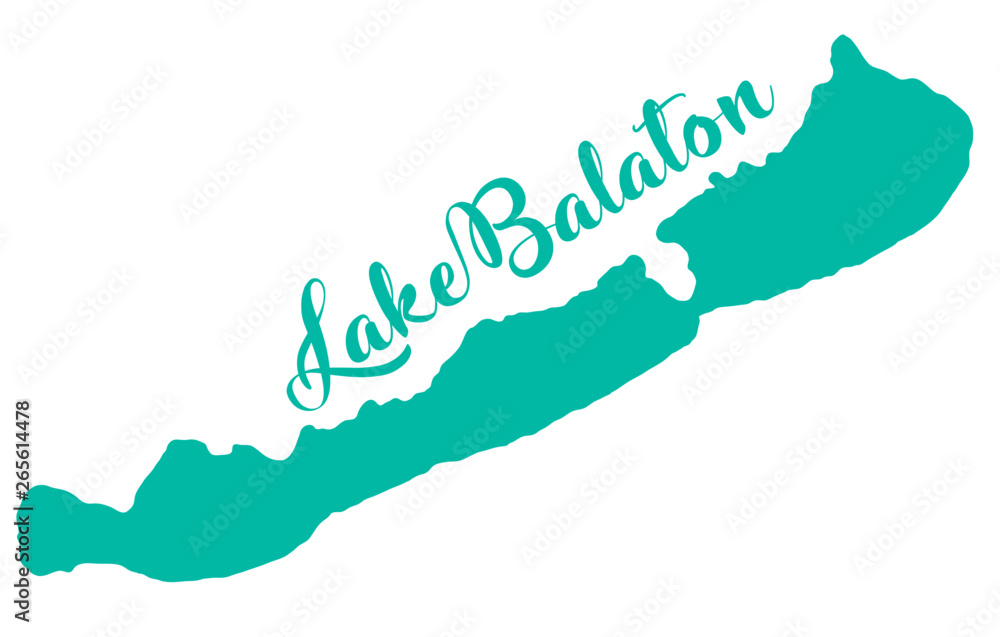 Map of lake Balaton. Isolated graphic silhouette with typograpy. Stock ...