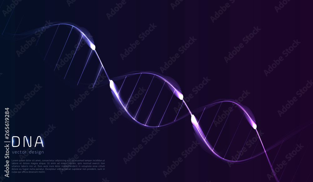 DNA code abstract background, glowing lines in spiral Stock Vector ...