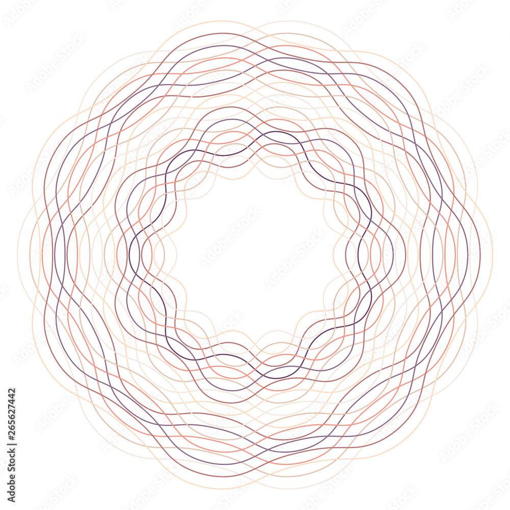 Circle Guilloch in vector, circle border frame, round lace contour ...