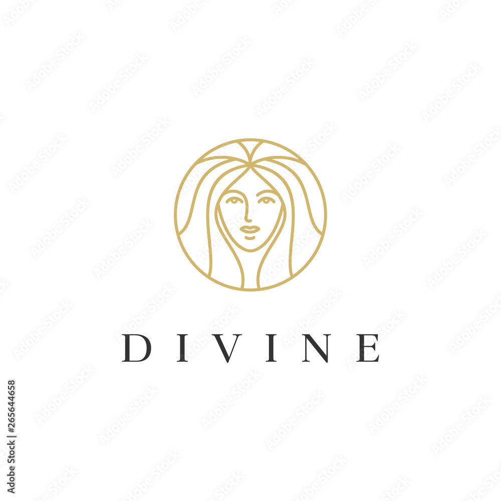 goddess woman line vector logo design Stock Vector | Adobe Stock