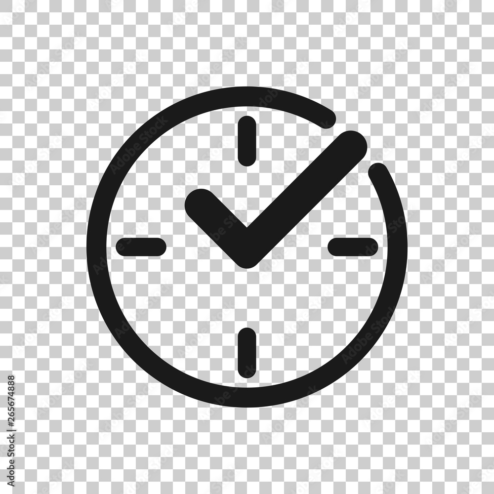 Real time icon in transparent style. Clock vector illustration on ...