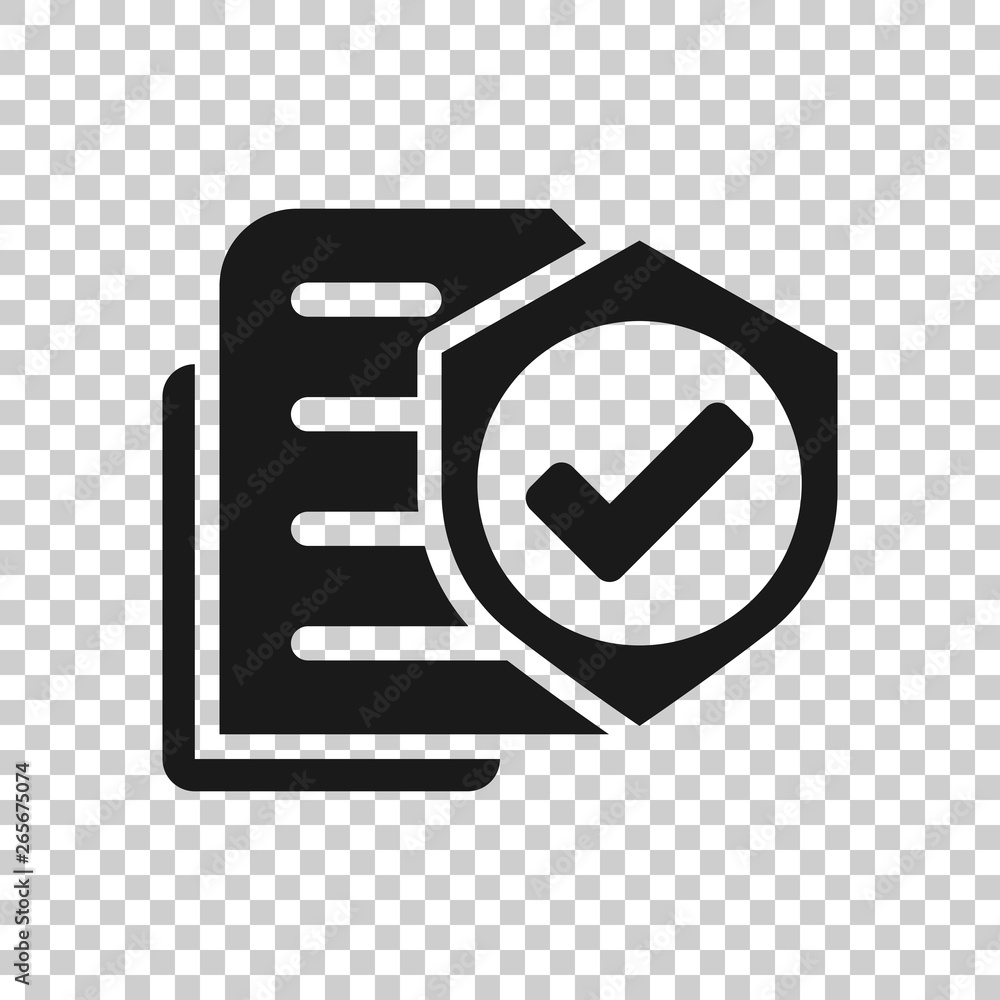 Insurance policy icon in transparent style. Report vector illustration ...