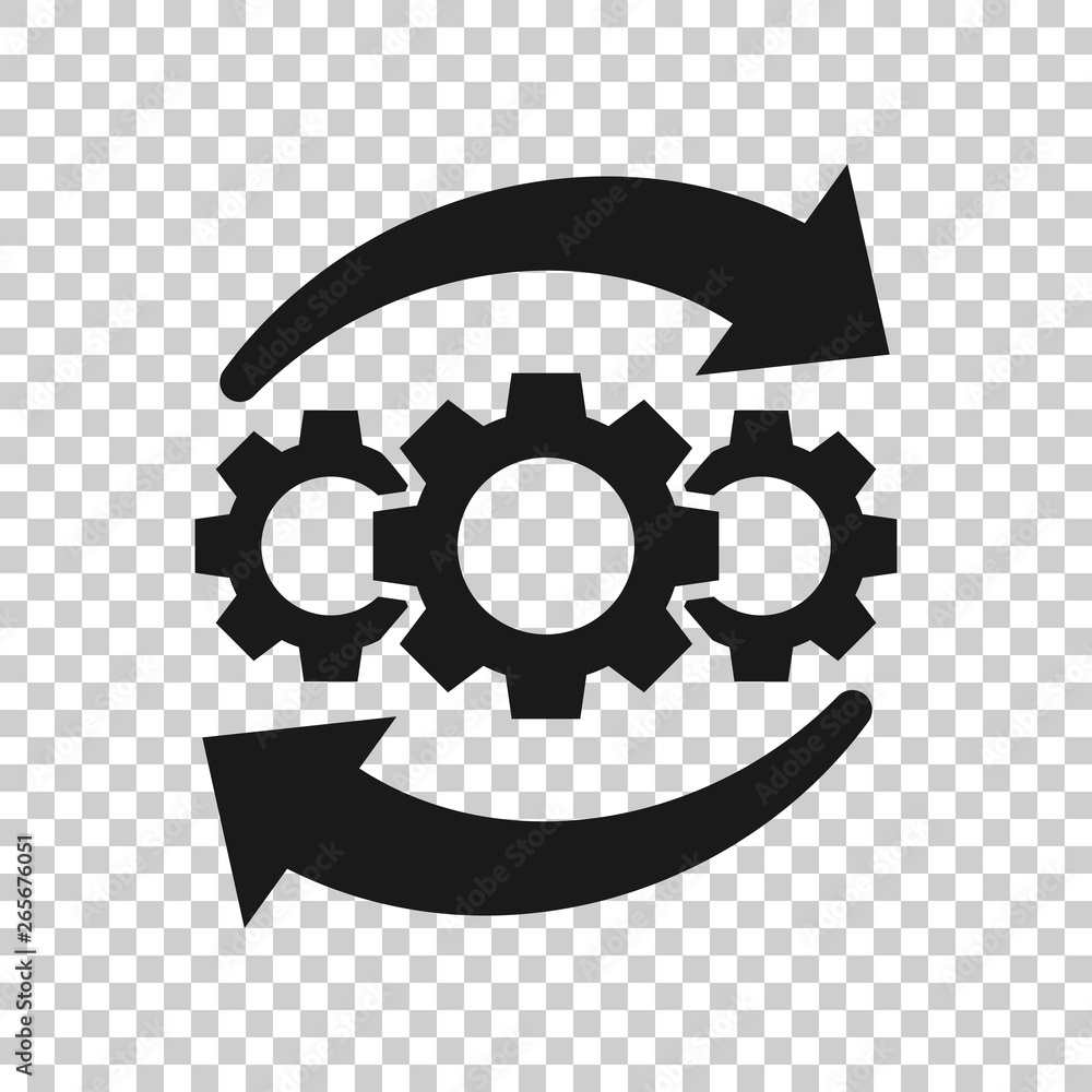 Operation project icon in transparent style. Gear process vector ...