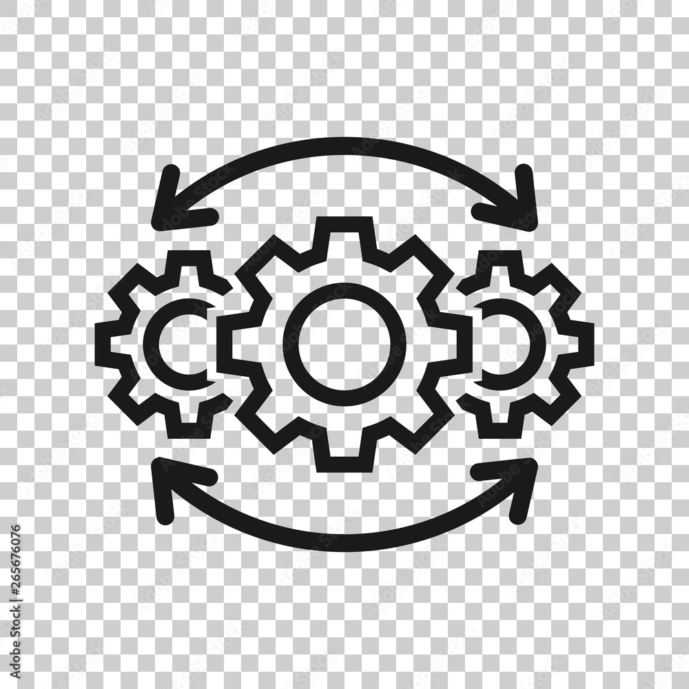 Operation project icon in transparent style. Gear process vector ...