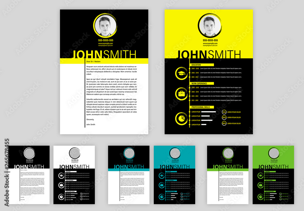 Color Blocked Resume and Cover Letter Layout Stock Template | Adobe Stock