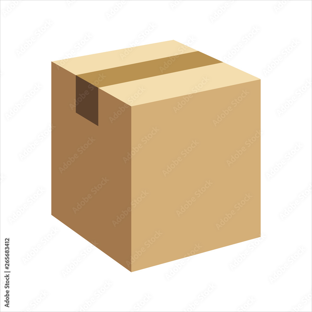 Cardboard box, packaging closed. Vector illustration isolated on white ...