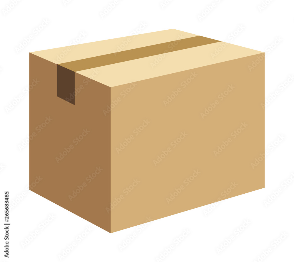 Cardboard box, packaging closed. Vector illustration isolated on white ...