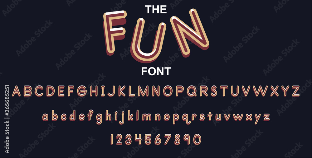 Fun font and alphabet with numbers. Vector typography letter design ...