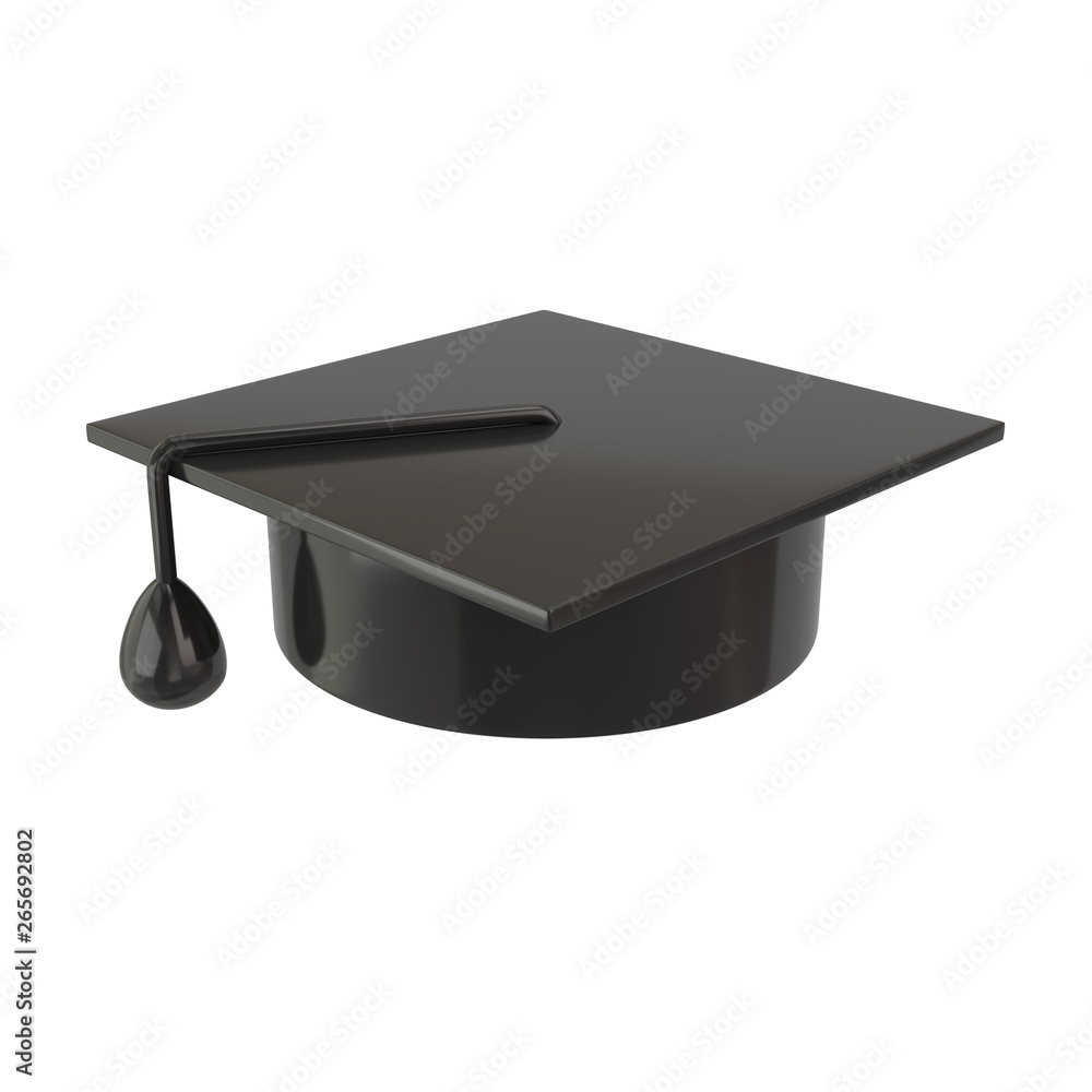 Black graduation cap 3d illustration Stock Illustration | Adobe Stock