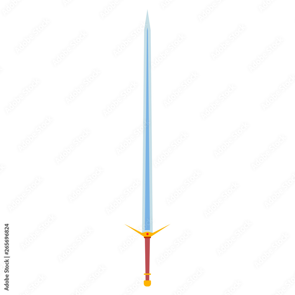 Longsword vector sharp cartoom magic king icon illustration. Medieval ...