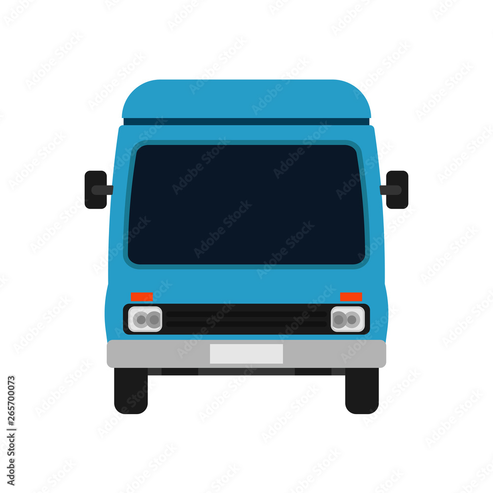 Van blue front view illustration car. Delivery transportation vector ...