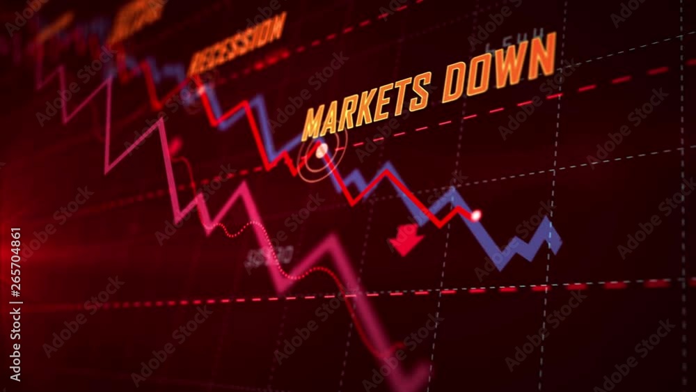 Recession, business crash, markets down, economic collapse and stock ...