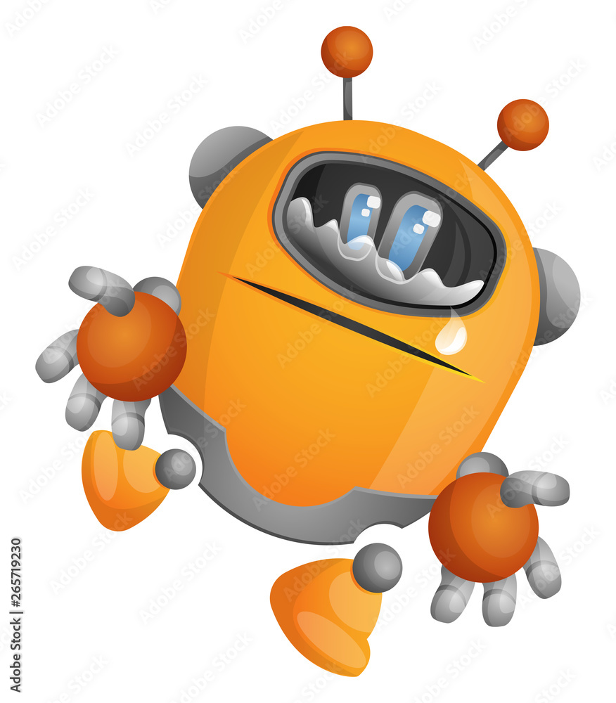 Cartoon robot crying illustration vector on white background Stock ...