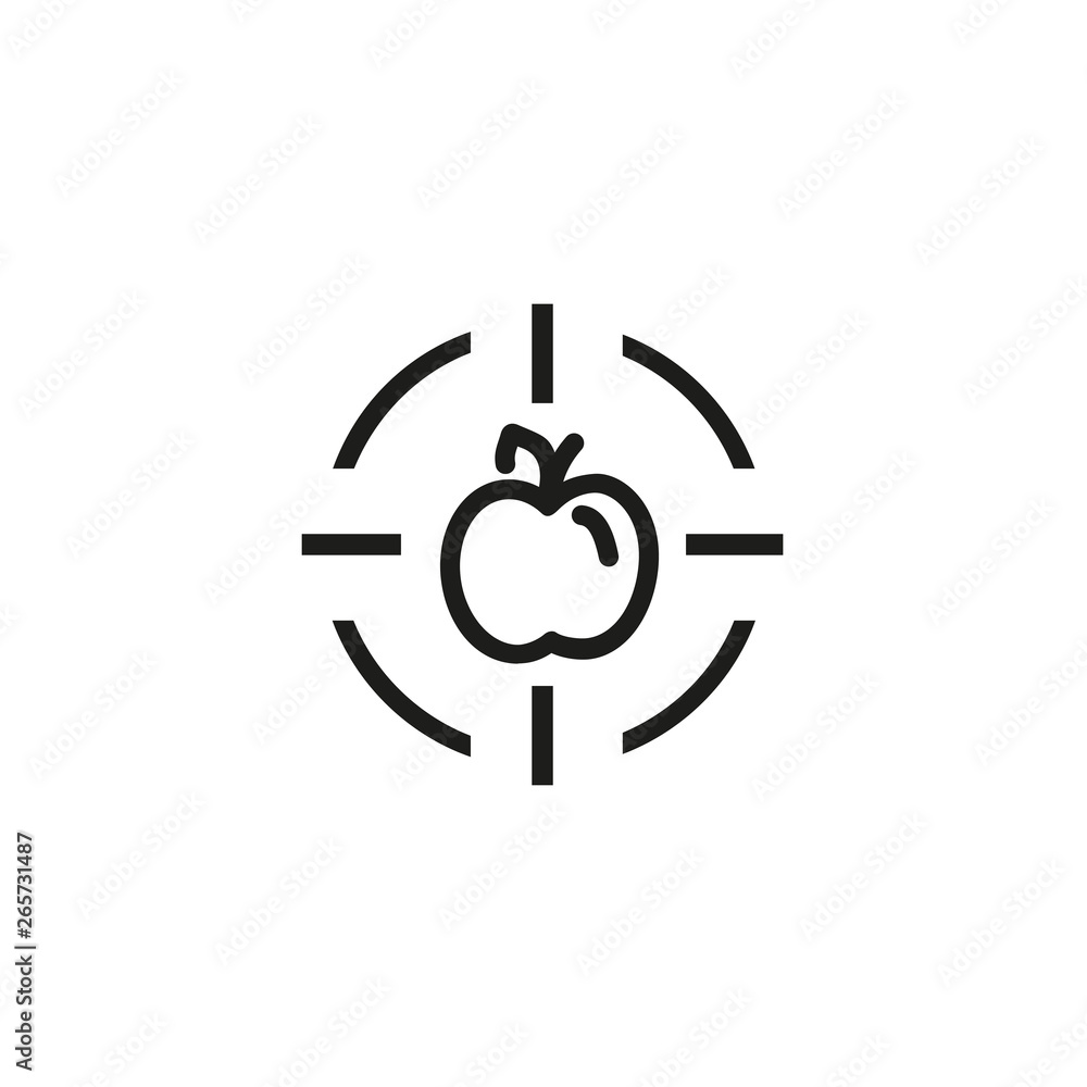 Vetor de Object recognition line icon. Food, fruit, apple in optical ...