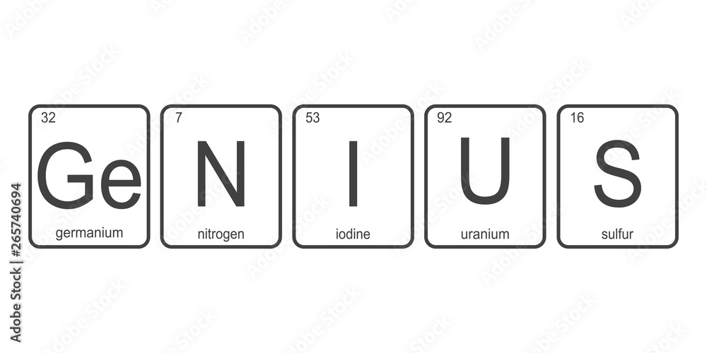 The chemical elements of the periodic table,funny phrase -Genius Stock ...