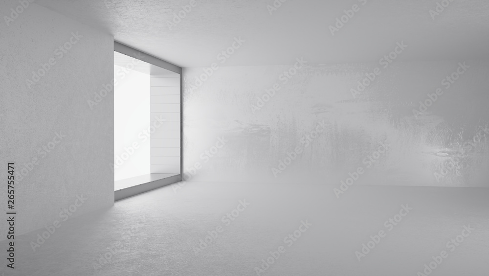Abstract architecture white room interior loft style, Empty room with ...